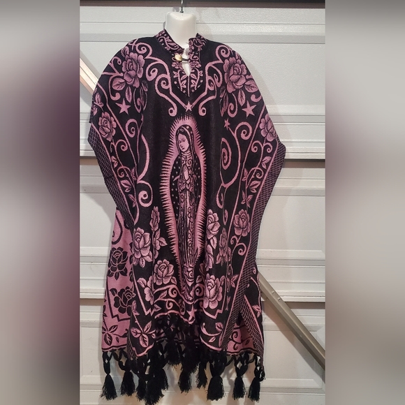 Other | Virgen De Guadalupe Mexican Poncho Rebozo Wrap Gaban | Poshmark